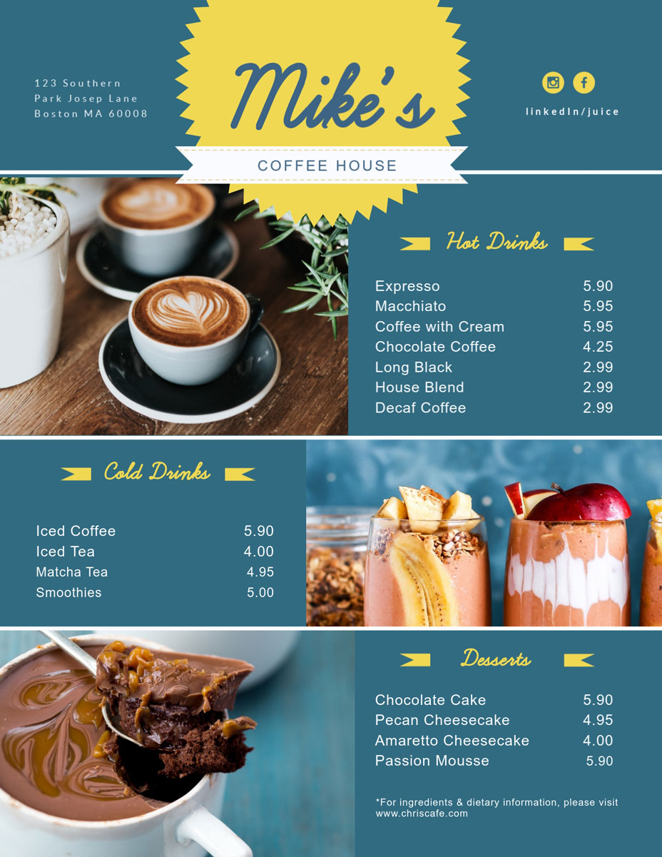Free Menu Maker Menu Creator Visme