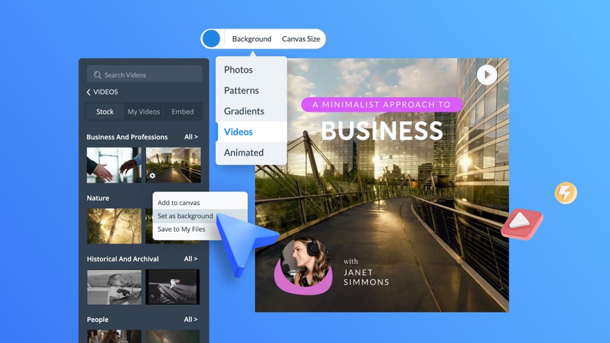 Create video backgrounds & save time with shortcuts