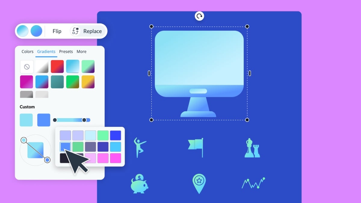 Gradients in shapes & icons, link objects to Visme projects & more