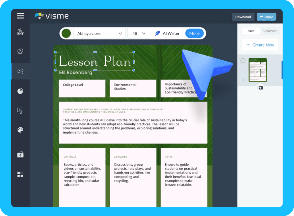 Free AI lesson plan generator to create impressive lesson plans in minute